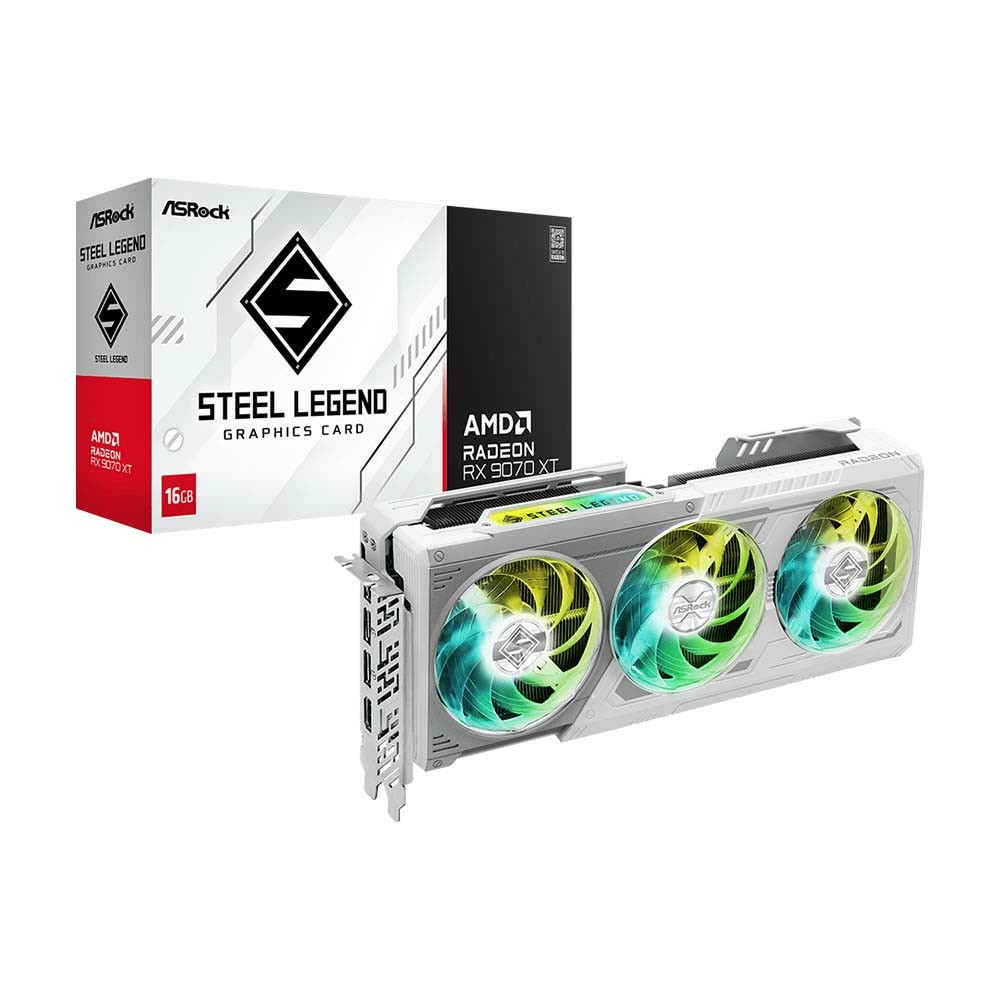 Card màn hình ASRock AMD RX 9070 XT 16G Steel Legend