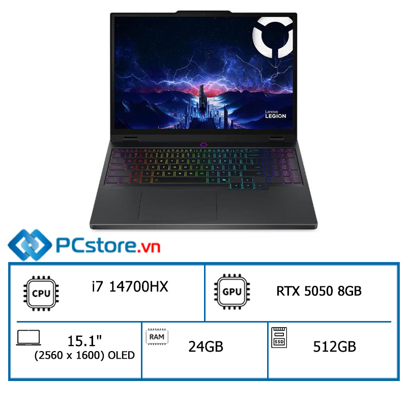 Laptop Lenovo Gaming Legion 5 15IRX10 i7 14700HX, 24GB, 512GB, RTX 5050 8GB
