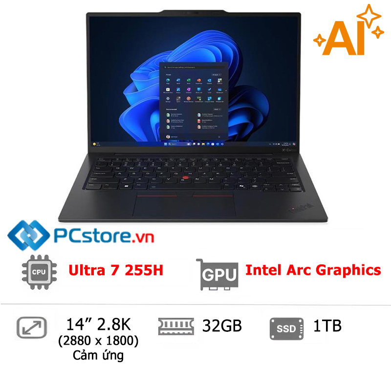 Laptop Lenovo ThinkPad X1 Carbon Ultra 7 255H, 32GB, 1TB, 2.8K OLED ...
